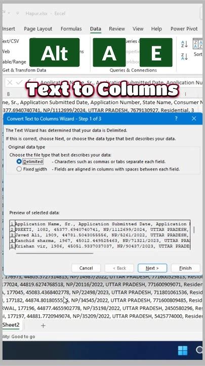 Most Useful Shortcuts To Move Data In Separate Columns In Excel Excelshorts Ytshorts Shorts