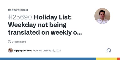 Holiday List Weekday Not Being Translated On Weekly Off Dates · Issue