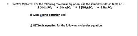 Solved Practice Problem For The Following Molecular Chegg Com
