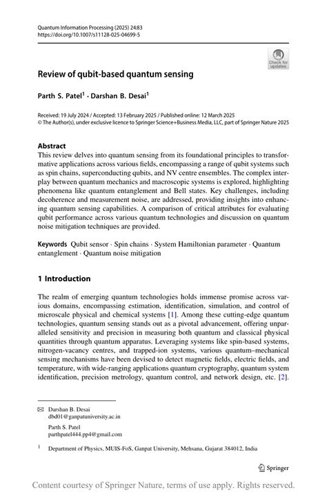 Review Of Qubit Based Quantum Sensing