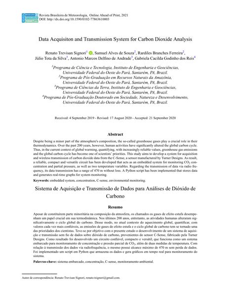 Pdf Data Acquisiton And Transmission System For Carbon Dioxide Analysis