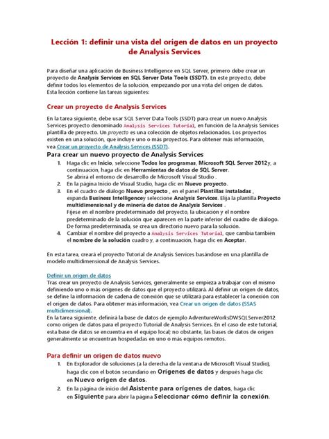 Sql Server Analysis Services Tutorial Pdf Servidor Sql De Microsoft Tabla Base De Datos
