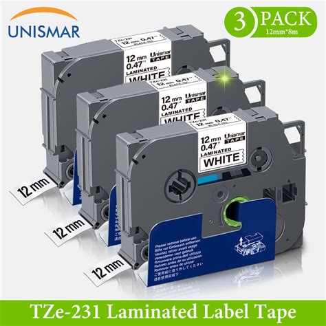 Pack Black On White TZe For Brother Mm Laminated Tape Tze Tze Transaprent Label