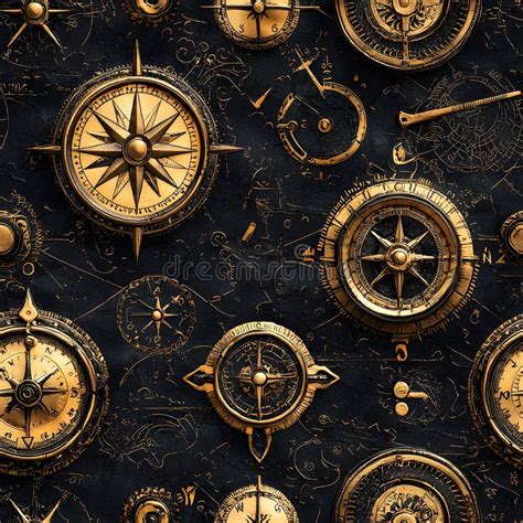 Vintage Compass Pattern Ai Generated Stock Illustration Illustration Of Gold Backdrop 366404061