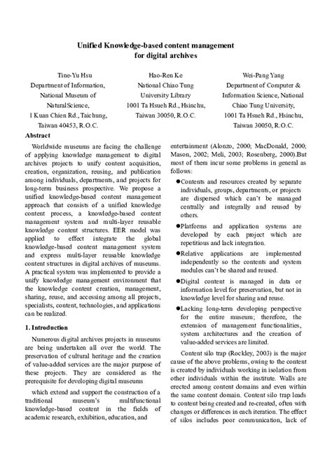 Pdf Unified Knowledge Based Content Management For Digital Archives