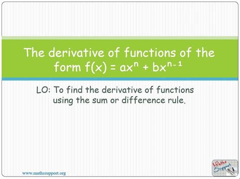 Maths Ibaa 5032 The Derivative Of Fx Axⁿ Bxⁿ ¹