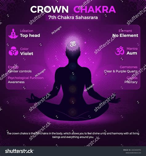 Crown Chakra Sahasrara Symbol Location Position Stock Vector Royalty