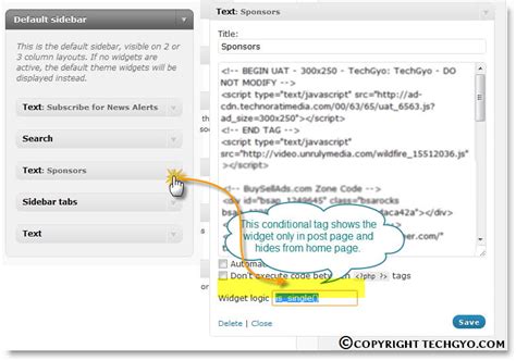display or hide widget from specific wordpress post sidebar