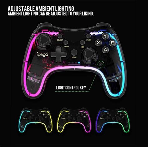 Ipega Pg 9228 Wireless Game Controller With Dual Motor Vibration And Rgb Colorful Led Lights