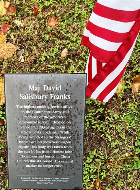 Maj David Salisbury Franks Revolutionary War Memorial Plaque