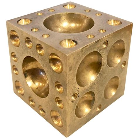 Solid Brass Cube Dice Sculpture Paper Weight At 1stdibs
