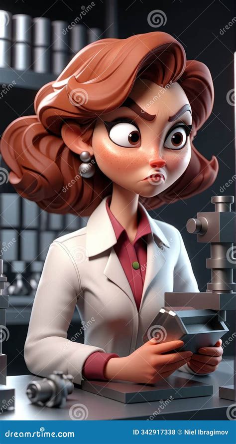 Animated Scientist In Lab Coat Examines Specimen Under Microscope With
