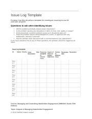 Issue Log Template Docx Issue Log Template Purpose Use This Job Aid As A Template For