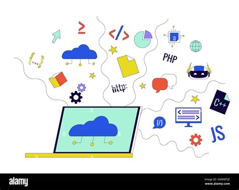 Cloud Based Software Development 2d Linear Cartoon Object Stock Vector Image And Art Alamy