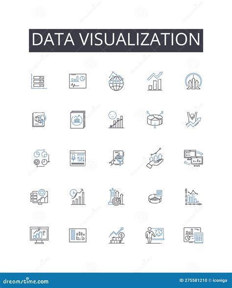 data depiction line icons collection visualization infographic graph