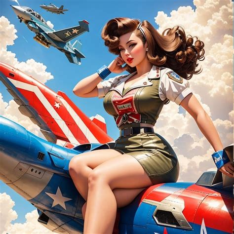 Premium Photo Vintage Pinups Fighter Jets Dropping Bombs
