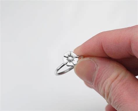 Sterling Silver Poppy Ring Solid 925 Poppies Flower Rings Custom Size