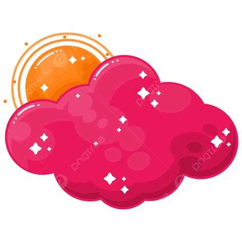Yellow Sun Behind The Pink Cloud Cute Decoration Illustration Sun