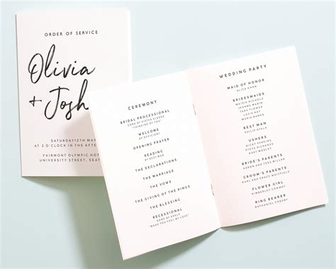 Civil Wedding Order Of Service Template
