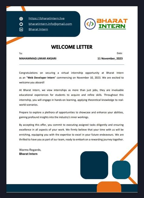 Umar Ansari On Linkedin Bharat Intern