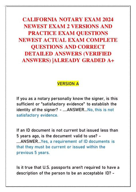 California Notary Exam 2024 Newest Exam 2 Versions And Practice Exam Questions Newest Actual