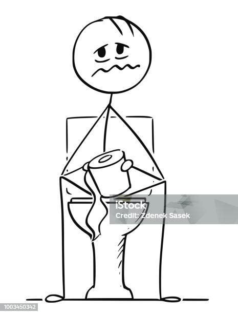 การ์ตูนคนป่วยหรือเมานั่งในห้องน้ํา ภาพประกอบสต็อก ดาวน์โหลดรูปภาพ