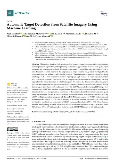 Pdf Automatic Target Detection From Satellite Imagery Using Machine Learning