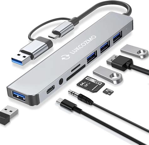 Updated Usb Hub Usb C Hub Usb Splitter Port Extender 7 In 1