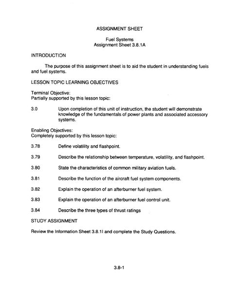 Assignment Sheetfuel Systems