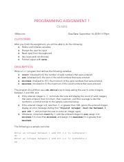 Assignment01 1 Pdf PROGRAMMING ASSIGNMENT 1 CS1410 100 Points Due Date September 14 2018 11