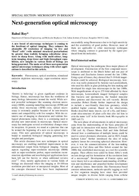Next Generation Optical Microscopy