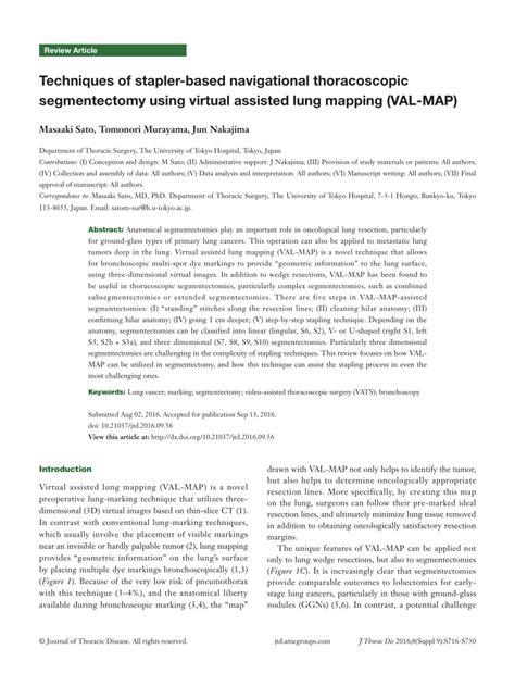 Pdf Techniques Of Stapler Based Navigational Thoracoscopic
