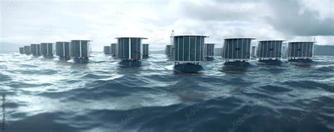 Renewable Energy Small Ocean Wave Power Generator Or Tidal Power Energy Facility Array Creates