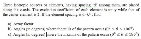 solved three isotropic sources or elements having spacing