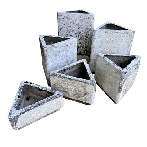 Complete Set Of Triangular Planters By Willy Guhl 1974 Switzerland For