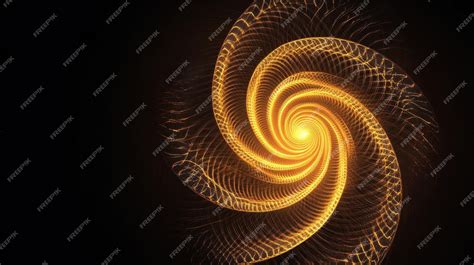 Abstract Golden Swirl Light Effect on Black Background | Premium AI ...