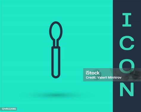 녹색 배경에 격리 된 검은 줄 숟가락 아이콘 조리 기구 칼 붙이 기호 벡터 일러스트레이션 가정 생활에 대한 스톡 벡터 아트 및 기타 이미지 Istock