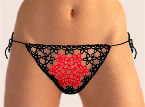 PDF Pattern T Strings Black Lace Tatted Bikini DIY Tatting Pattern Flowers Accessories Romantic