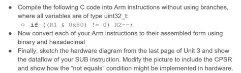 Compile The Following C Code Into Arm Instructions Chegg Com