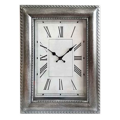 Pewter Rectangle Wall Clock 16x20