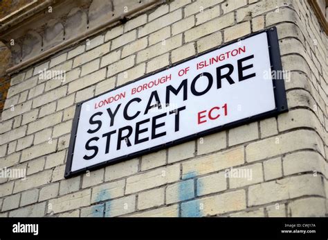 Sycamore Street Ec1 Street Sign City Of London London England Stock