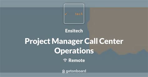 Project Manager Call Center Operations At Ensitech Remote Work From Home Get On Board