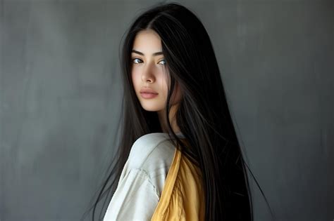 Premium Photo Beautiful Young Woman With Long Straight Hair