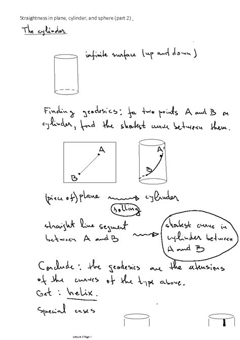 Lecture 5 No Euclideana Straightness In Plane Cylinder And Sphere Part 2 Lecture 5 Page