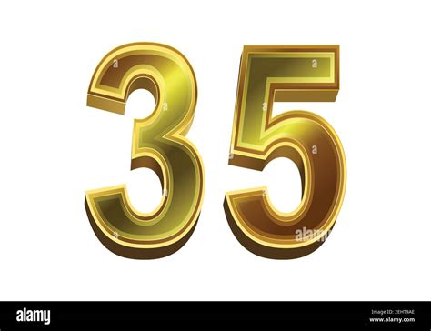 3d Golden Number 35 Isolated On White Background Stock Vector Image