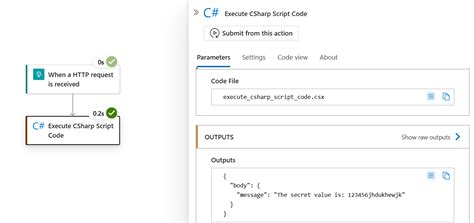 c how do you get a key vault secret using inline ‘csharp script code