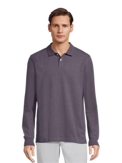 George Mens Long Sleeve Pique Polo Shirt Sizes S 3xl Cotton Blend
