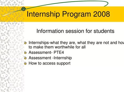 Ppt Internship Program 2008 Powerpoint Presentation Free Download