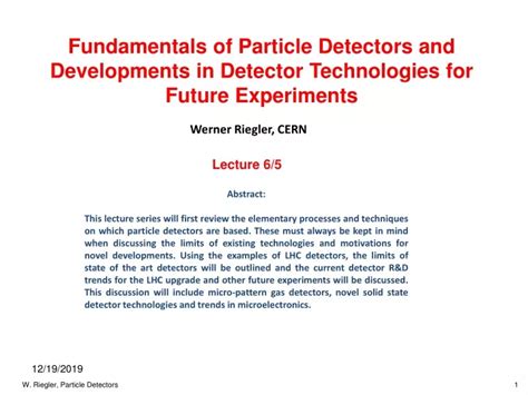 Ppt Advancements In Particle Detector Technologies Powerpoint