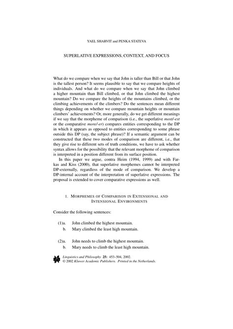 Pdf Superlative Expressions Context And Focus